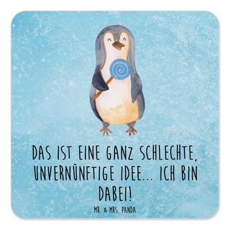 Mr. & Mrs. Panda 6er Set Untersetzer Set Pinguin Lolli - Geschenk, Gauner, Rebell, Bl&ouml;dsinn, Kind, Tassenuntersetzer, S&uuml;&szlig;igkeiten, Silikon