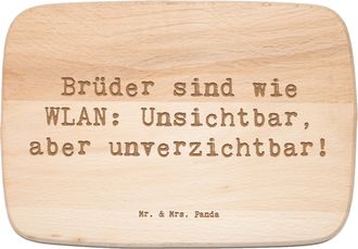 Mr. & Mrs. Panda Fr&uuml;hst&uuml;cksbrett Spruch Br&uuml;der sind wie WLAN: Unsichtbar, Aber unverzichtbar! - Geschenk, Schneidebrett, Bruder, Gro&szlig;er Bruder