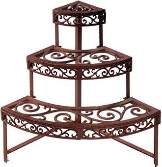 Esschert Design Blumentreppe Gu&szlig;eisen Ecke 1/4-rund, braun, 49x49x65.5 cm, BPH32