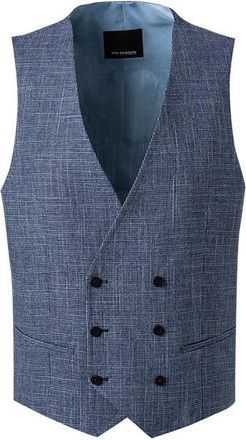 Roy Robson Herren Weste blau Baumwolle-Leinen