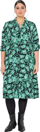 Ulla Popken Damen große Größen Übergrößen Plus Size Hemdblusenkleid, A-Linie, Hemdkragen. schwarz 58+ 834191100-58+