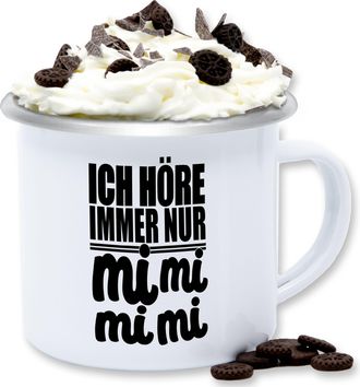 Shirtracer Emaille Tasse Blechtasse - Statement - MiMiMi - Ich höre immer Mimimi - 300 ml - Weiß Silber - statements mimi kaffeetasse frohes neues jahr mi mi new