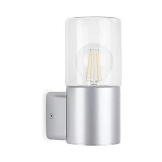 Telefunken Außenlampe IP44, Wandleuchte Außen, E27 max. 12W, Silberfarbig, 195x85x110 mm (LxBxH), 320504TF