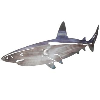 NUOBESTY Edelstahl Hai Wandbehang 50cm Metall Wanddekoration Maritime H&auml;ngeornament f&uuml;r Wohnzimmer B&uuml;ro Garten