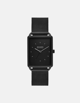 Skagen Hagen - Herrenuhr aus schwarzem Edelstahl mit drei Zeigern und schwarzem Armband