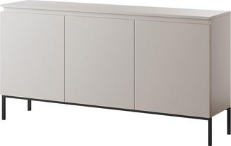 Selsey Kommode Schrank Aufbewahrungsschrank 150 cm 3 T&uuml;ren 6 F&auml;cher Taupe Schwarze Beine Bemmi