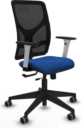 Piqueras y Crespo Computerstuhl blau mit wei&szlig;en und schwarzen Armlehnen, h&ouml;henverstellbare Lendenwirbelst&uuml;tze, ausgestattet mit Syncro/Traslack und Schneideschaum, Schw