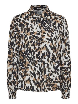 Vero Moda Y.A.S Damen YASALIRA LS Shirt S. NOOS Bluse, Black/AOP:Leo Print, Small