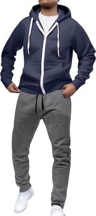 Generic Surv&ecirc;tement De Sport Pour Homme, Sweat &Agrave; Capuche Zipp&eacute; Manches Longues Et Pantalon Ensemble De 2 Pi&egrave;ces, Ample Et Confortable, V&ecirc;tements Chaud Fitness