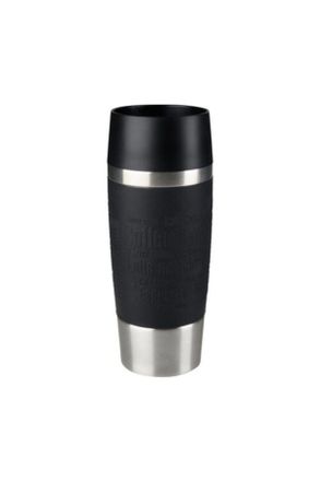 T-fal Emsa K30811 Travel Mug Thermobecher | 0,36 L | Quick Press Verschluss | PP | sp&uuml;lmaschinenfest | 100% dicht | 360&deg; rundum trinken | Edelstahl/Schwarz