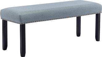 Duhome Sitzbank Flur, Gepolstert Polsterbank mit Leinenbezug Schuhbank Bettbank Fu&szlig;hocker Sitzhocker mit Holzbeine, Gr&uuml;n