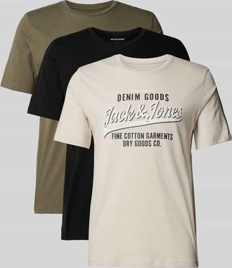 Jack & Jones T-Shirt mit Label-Print Modell ETHAN im 3er-Pack