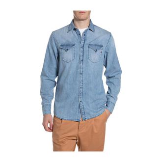 Replay Homme, Chemises, Bleu, Taille: M Chemise en jean coupe droite