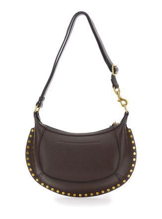 Isabel Marant Womens Crossbody Bag Oskan Moon-Gz Brown Leather And Technical Fabric Shoulder