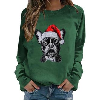 Generico Top de Noël imprimé à la mode décontracté et confortable pour lintérieur et lextérieur Ensemble de vêtements de Noël pour femme, Vert foncé, XXL