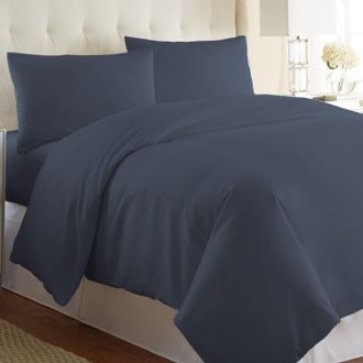 Pizuna 800 Fadenzahl aus Baumwolle Bettw&auml;sche Dunkel Blau, 100% Langstaple Baumwolle Bettbezug und Kissenbezug, 100% Baumwolle Mako Satin 2-Teilig Bettw&auml;sche