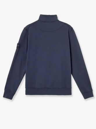 Stone Island Mens Sweatshirt Half-Zip Blue Organic Cotton Sweatshirts Sweater