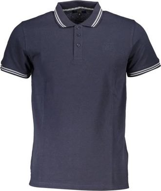 Cavalli Blau Baumwoll Polo Shirt Bestickt Logo - - Tops - Herren - Blau - M