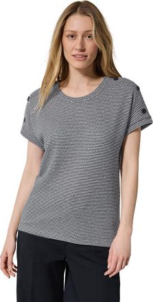 Cecil Striped Crepe Button T-Shirt universal Blue XL