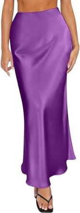 Generic Figurine N Roll Satin avec tour de taille Jupe en tricot Noir, lilas, M