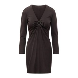 Michael Kors Schwarzes V-Ausschnitt Langarm Kleid - - Dresses - Damen - Schwarzk - XS