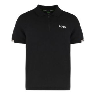 HUGO BOSS Kurzarm-Polo mit Rei&szlig;verschluss - - Tops - Herren - Schwarzk - XL