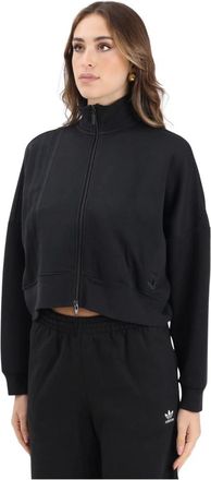 adidas Femme, Sweatshirts et sweats &agrave; capuche, Noir, Taille: 40 FR Off Placed 3-Stripes Zip Up