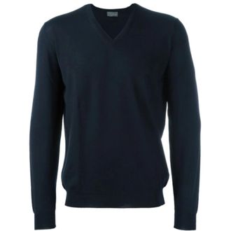 Drumohr V-Ausschnitt Wollpullover - - Knitwear - Herren - Blau - S