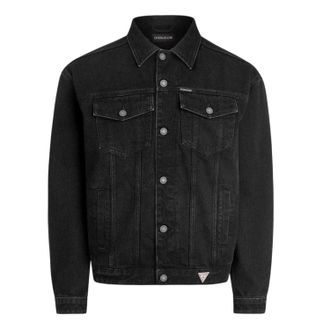 Guess Truckerjacke f&uuml;r Herren, Brusttasche, Denim (Schwarz)