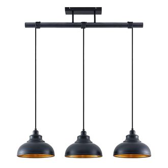 Lindby Pendelleuchte Emna (Retro, Vintage Antik) in Schwarz aus Metall (3 flammig E27) - Deckenlampe Esstischlampe H&auml;ngelampe H&auml;ngeleuchte Wohnzimmerleuchte