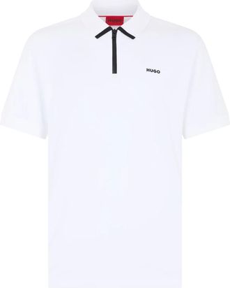 HUGO BOSS Homme, Tops, Blanc, Taille: M Polo en coton avec fermeture &eacute;clair
