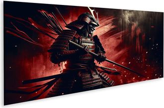 Islandburner Bild auf Leinwand Mystischer Samurai in roter Rüstung Bilder Wandbilder Poster