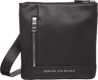 A|X Armani Exchange Mens Essential, Capri, Metal zipped pocket Flat Cross Body Black,One Size