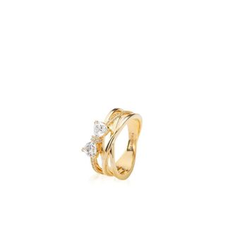 Pandora Femme, Accessoires, Jaune, Taille: 54 MM Bague &Eacute;clatante & Bande Crois&eacute;e