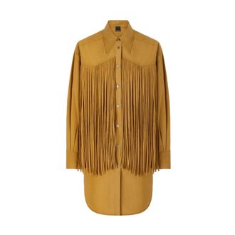 Pinko Pinko, Femme, Robes, Brun, Taille: 40 FR Mini Robe Chemise avec Franges