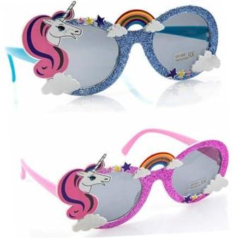 Valiclud Lot de 3 Lunettes Licorne en Plastique Résistant Lunettes de Dessin Animé Colorées pour Fête dAnniversaire Accessoires de Déguisement Amusants Couleur
