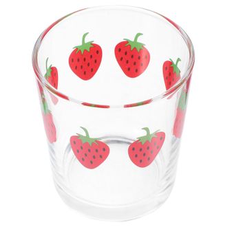 Hemobllo Niedriger Transparenter Glasbecher mit Erdbeermuster Dicker Boden Multifunktionaler Trinkbecher f&uuml;r Milch Saft und Hei&szlig;getr&auml;nke Geeignet f&uuml;r Zuhause u