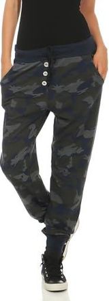 Malito more than fashion Malito Pantalon de surv&ecirc;tement pour femme style camouflage | Baggy pour la danse | Pantalon de jogging avec boutonni&egrave;re | Noir, 36 FR/42 FR