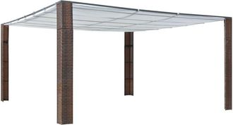 vidaXL vidaXL Tonnelle avec toit R&eacute;sine tress&eacute;e 400x400x200cm Marron et cr&egrave;me