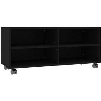 vidaXL Vidaxl - Meuble tv avec roulettes Noir 90x35x35 cm Bois ding&eacute;nierie