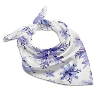 Generic Foulard carré en soie flocon de neige léger écharpe de Noël écharpe pour cheveux respirant cadeau pour femmes hommes, multicolore, 60x60cm