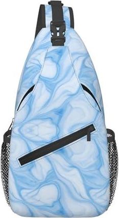 Generic Multifonction Sacoche Tactique Art de la texture du marbre bleu Sling Sac &agrave; Bandouli&egrave;re Mode Sac DEpaule pour Voyage Cyclisme Camping