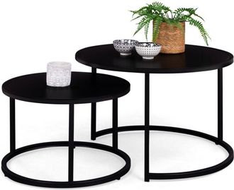 IDMarket Idmarket - Lot de 2 tables basses gigognes davis rondes 54/70 en métal noir mat design industriel