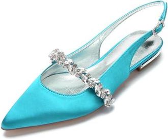 Miyoopark Chaussures de mariage basses pour femmes Slingback soirée décolleté, M669 Bleu Vert, 42.5 EU