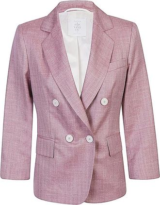 Eleventy Femme, Vestes, Rose, Taille: 40 FR Veste Courte Crois&eacute;e