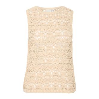 Ichi Ichi, Femme, Tops, Beige, Taille: 40 FR &Eacute;l&eacute;gant Pull en Tricot Sandshell