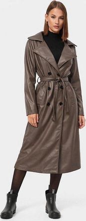 Worldclassca Trenchcoat Worldclassca TRENCHCOAT Kunstleder G&uuml;rtel Reverskragen Lang Mantel Neue Kollektion - Stilvolle und gem&uuml;tliche Mode f&uuml;r Damen