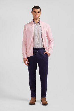 Eden Park Cardigan Zipp&eacute; &Agrave; Col Montant Uni Rose En Coton