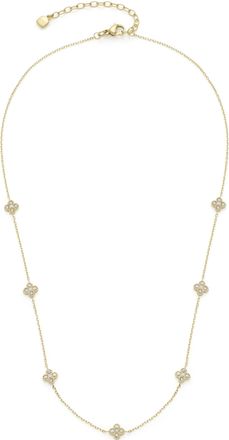 Leonardo Halskette Ciao Lisette - Hals-Schmuck aus goldfarbenem Edelstahl - sieben feine blütenförmigen Zirkonia-Elementen - 42-47 cm Länge - Schmuck Geschenk 