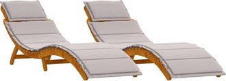 vidaXL Vidaxl - Sonnenliege 2 pcs Taupe 184 x 55 x 64cm Massivholz Akazie
